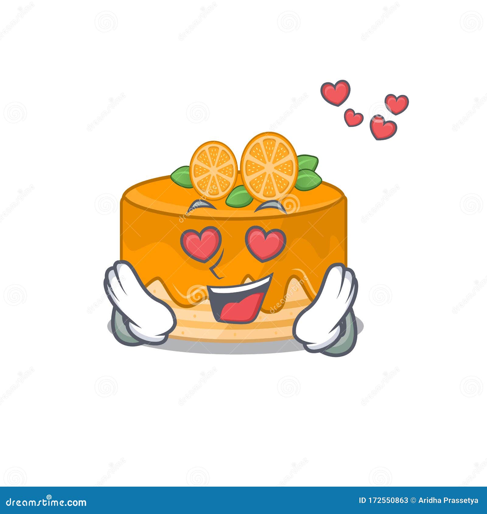 Romantic Falling in Love Orange Cake Cartoon Character Concept Stock ...