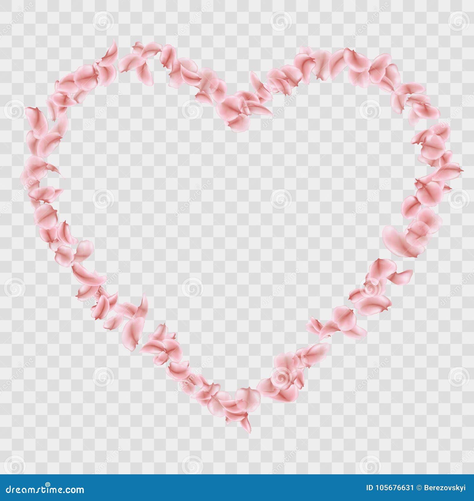 Romantic Falling Sakura Petals Heart Shape. EPS 10 Vector ...