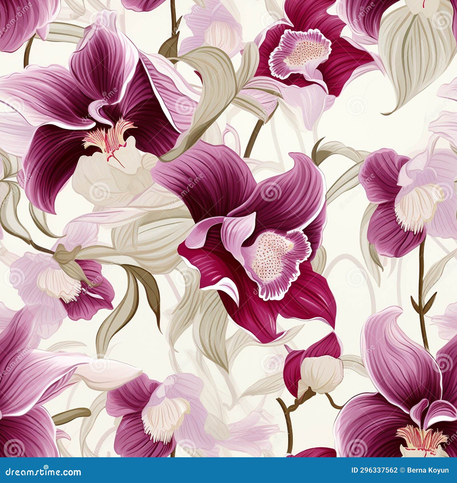 Romantic floral pattern stock illustration. Illustration of orchids ...