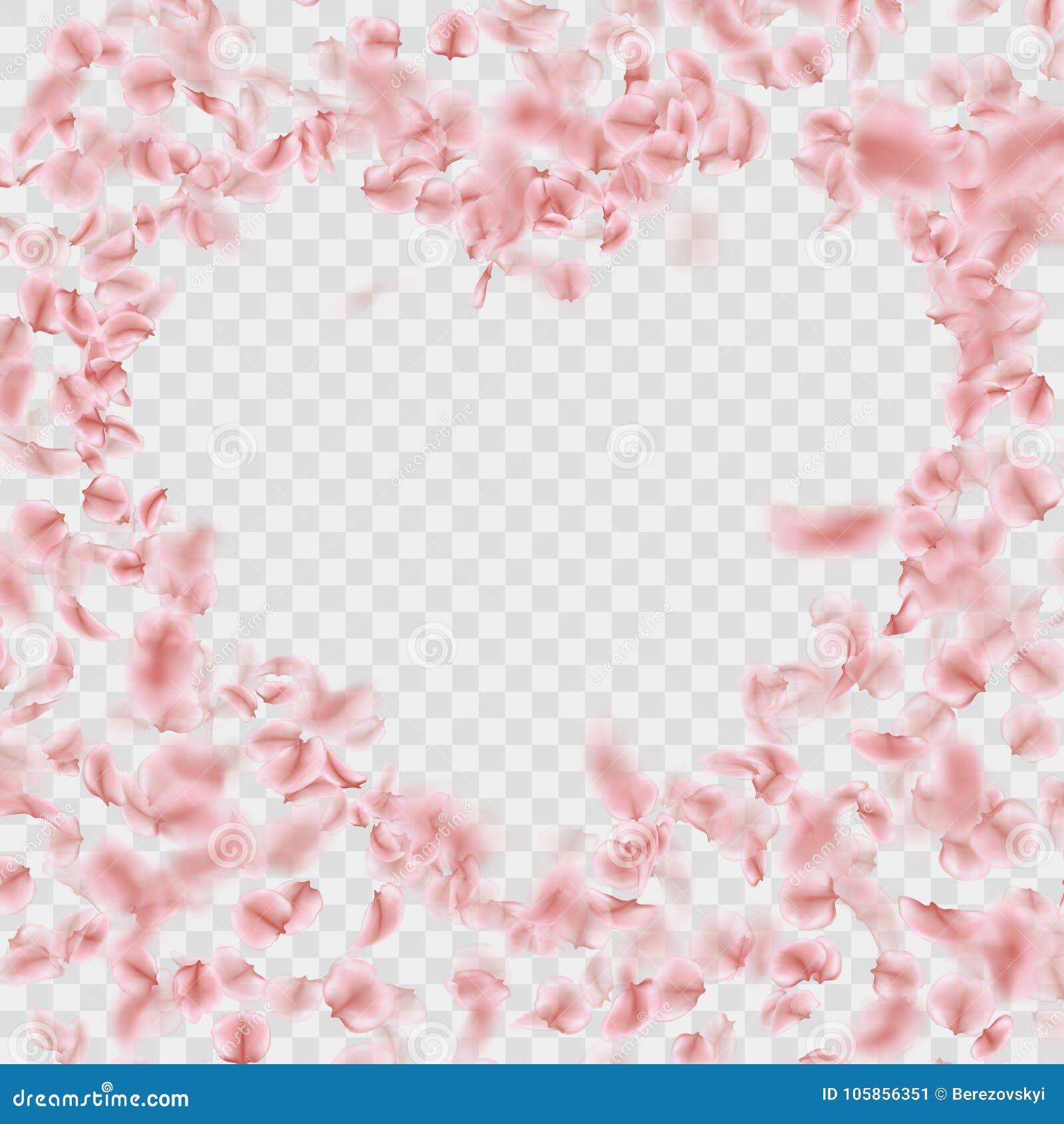 Romantic Frame Heart Shape with Sakura Petals Blossom. EPS 10 Vector ...