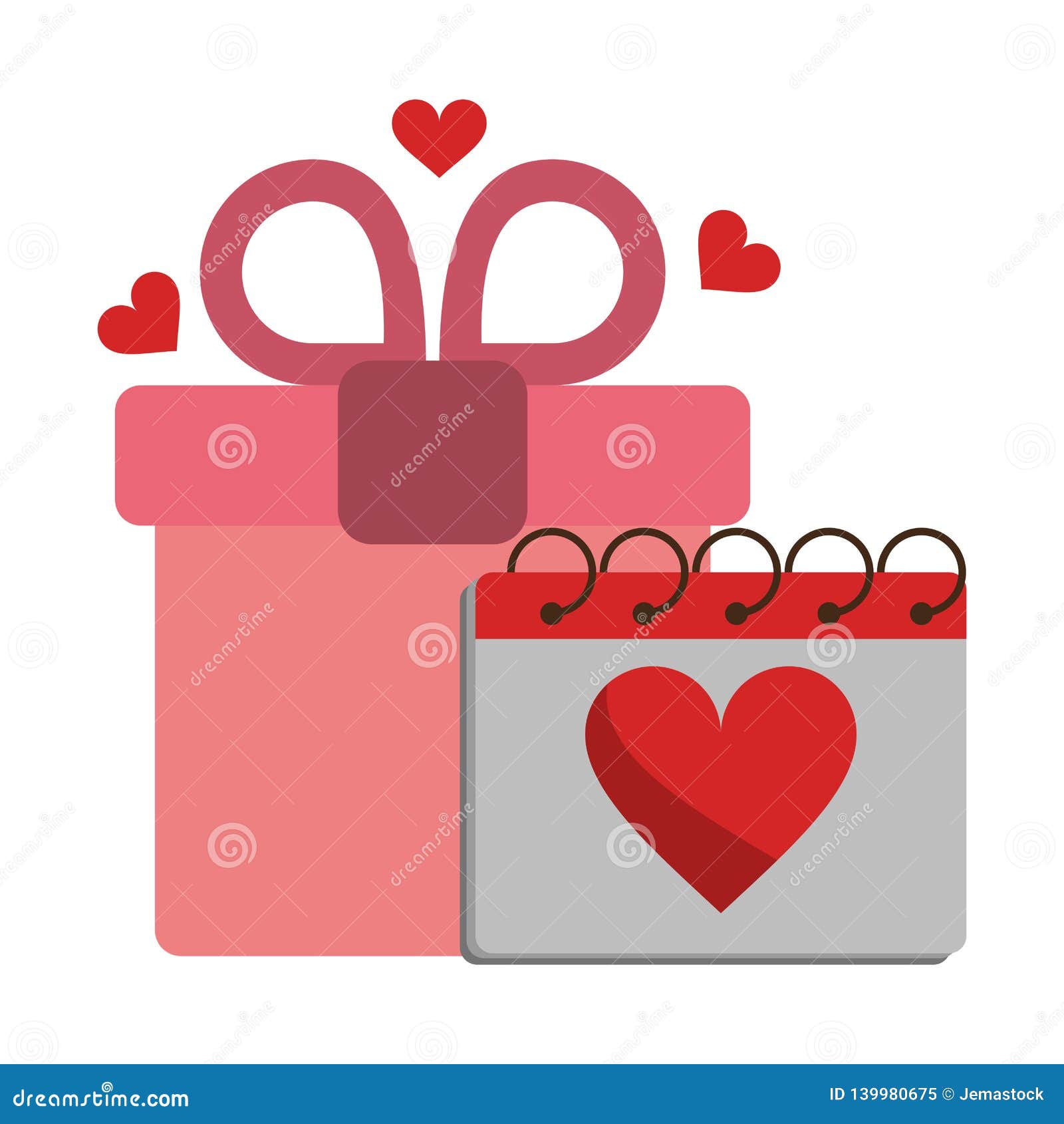 Romantic Gift Box and Calendar Love Date Stock Vector - Illustration of ...