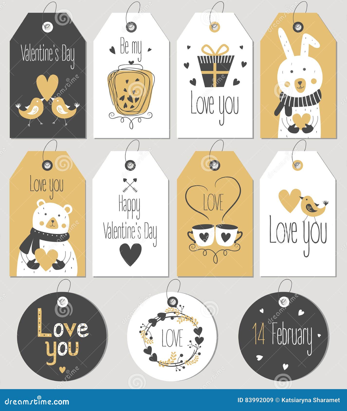 Romantic Gift Tags and Cards. Hand Drawn Design Elements Stock Vector ...