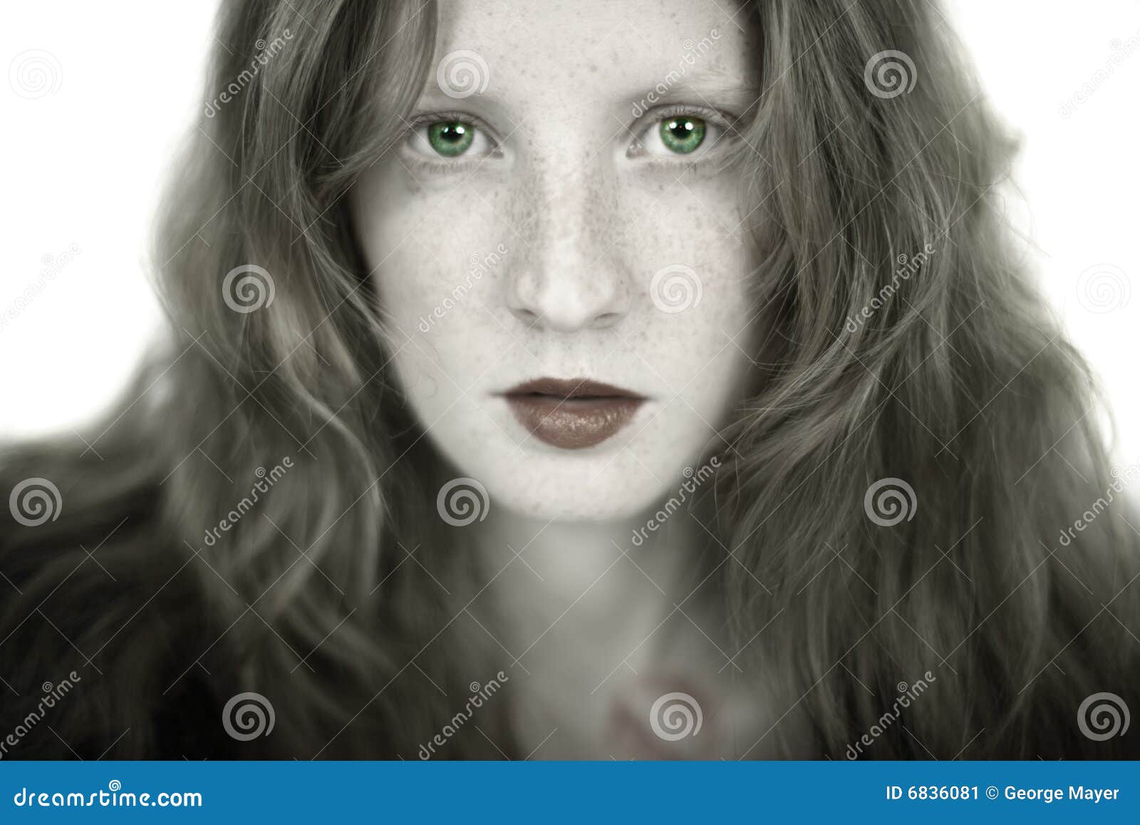 Romantic Girl with Freckles Stock Image - Image of eyes, human: 6836081