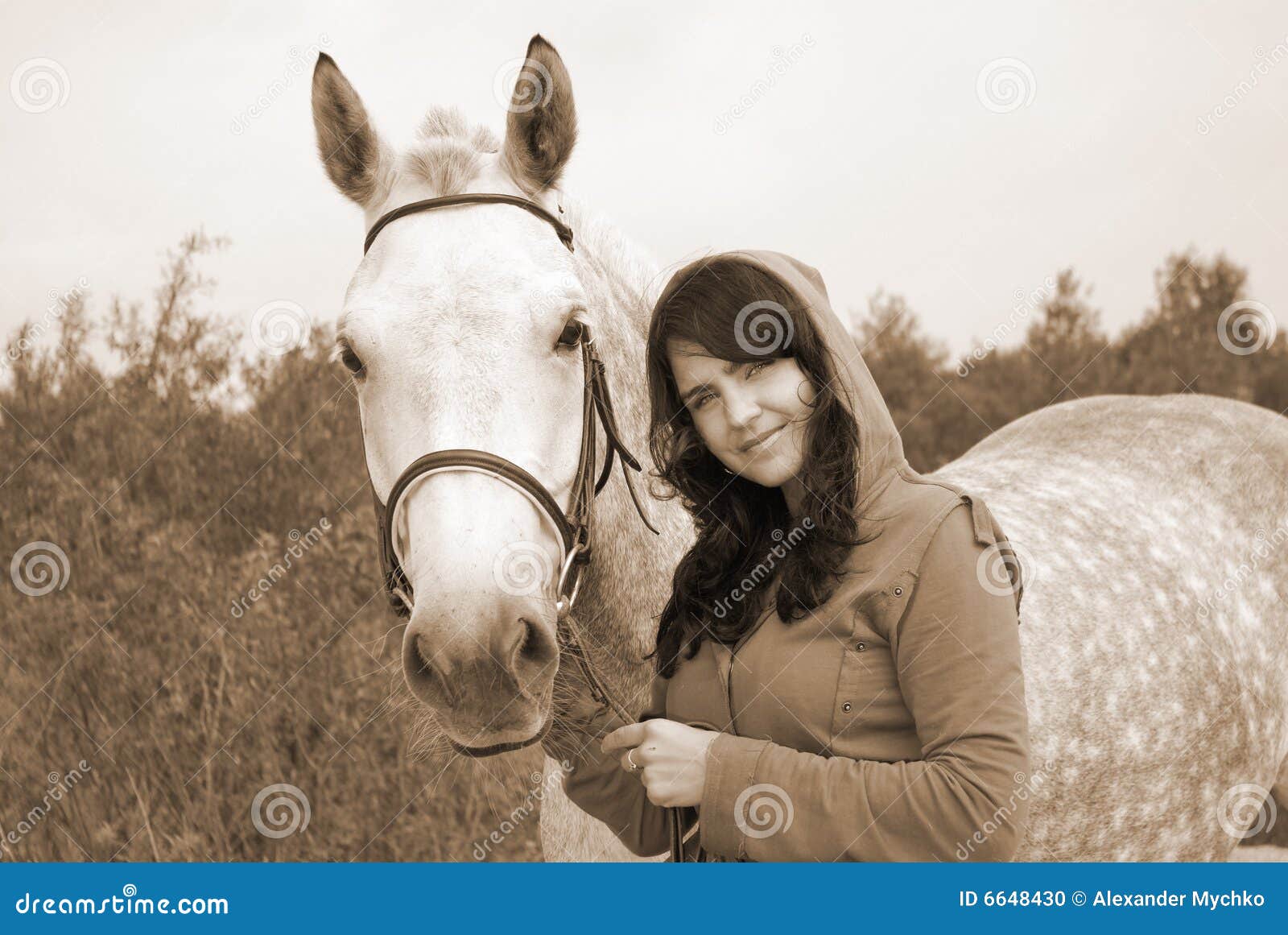 The Romantic Girl and Horse. Stock Photo - Image of portrait, rural ...