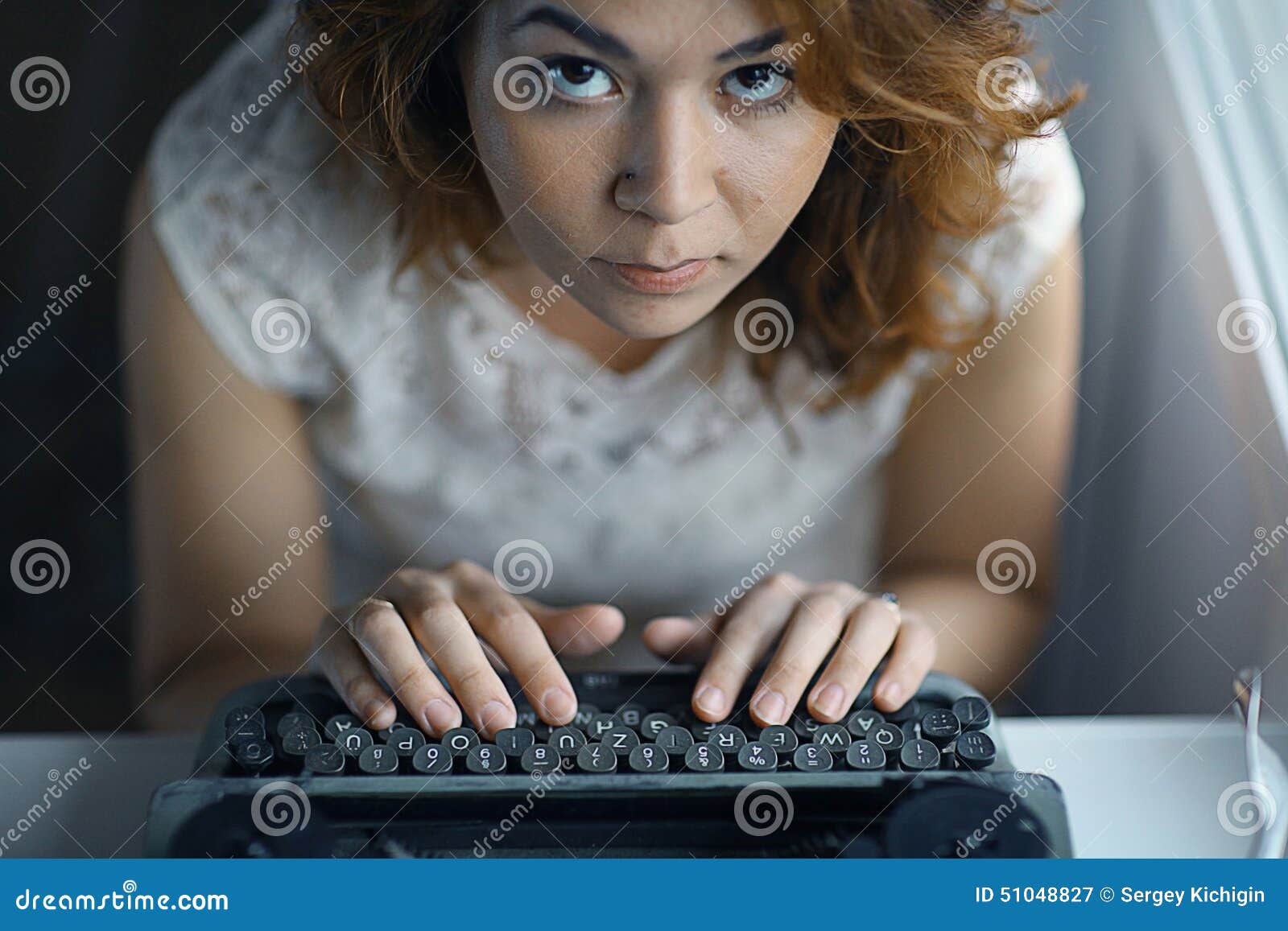 Romantic girl is typing stock image. Image of lifestyle - 51048827