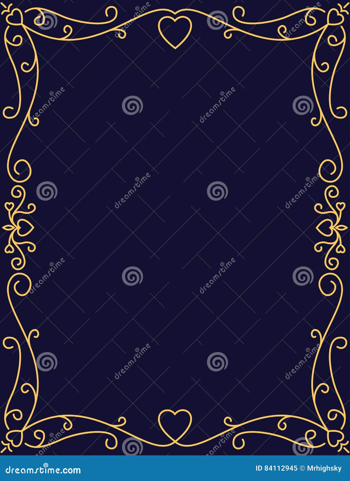 Romantic gold frame design stock vector. Illustration of romantic ...