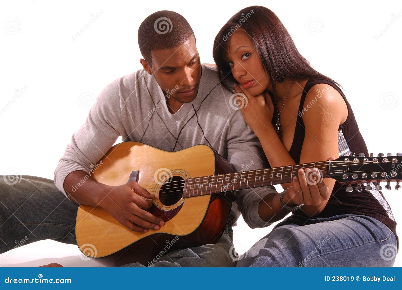 Romantic Guitar Serenade stock image. Image of women, beautiful - 238019