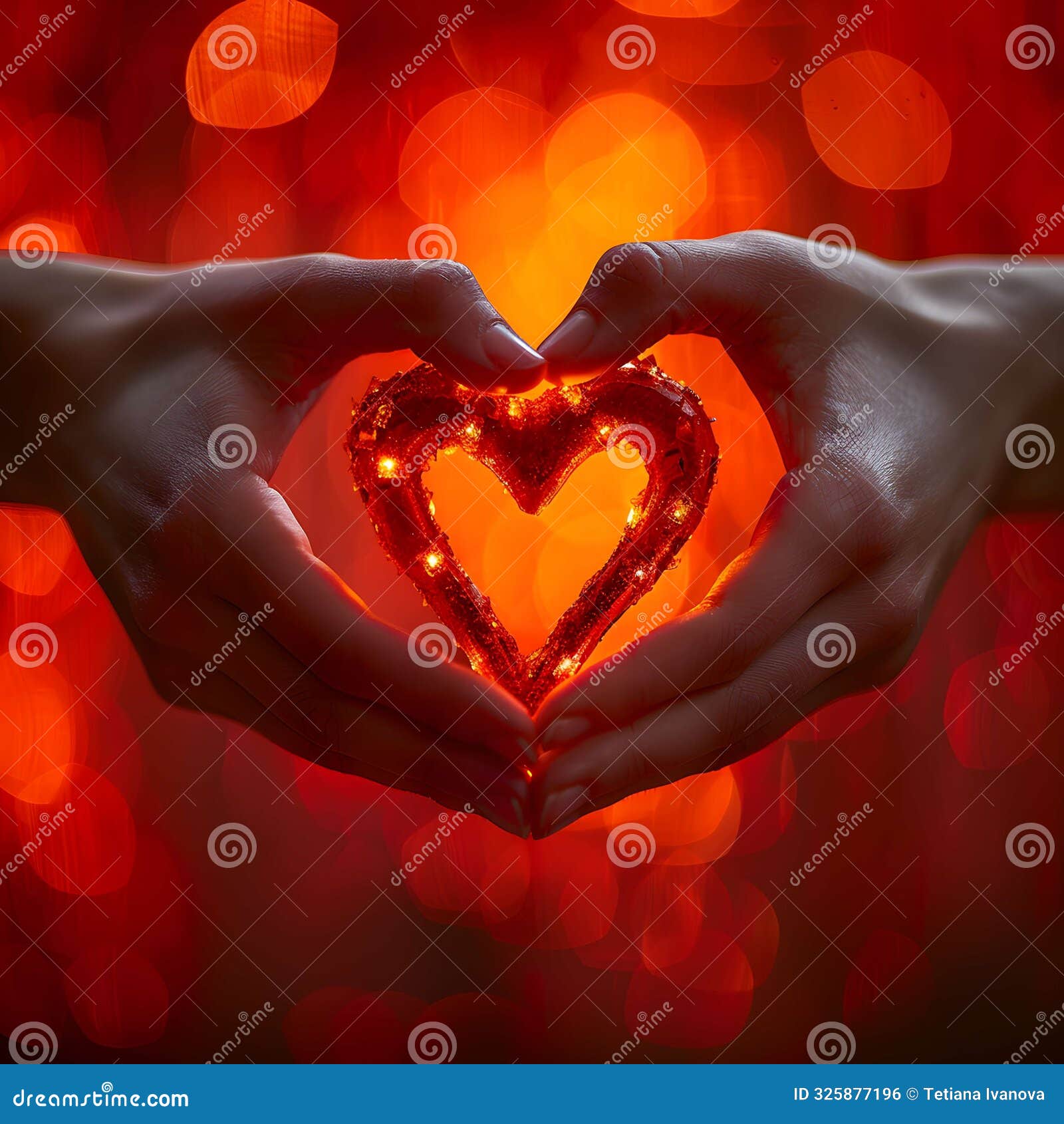 Romantic Hands Creating a Heart with a Red Heart. Stock Illustration ...