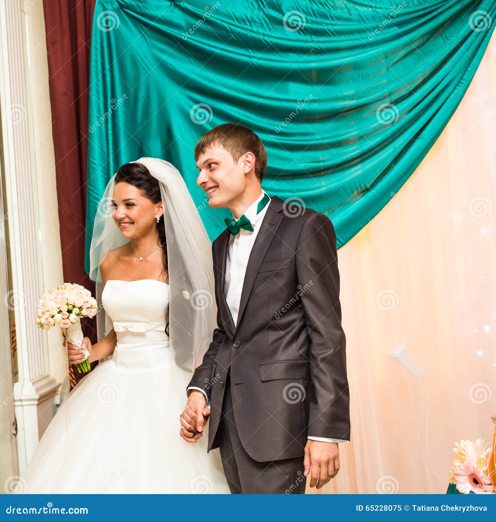 Romantic Happy Handsome Groom and Beautiful Bride Stock Image - Image ...