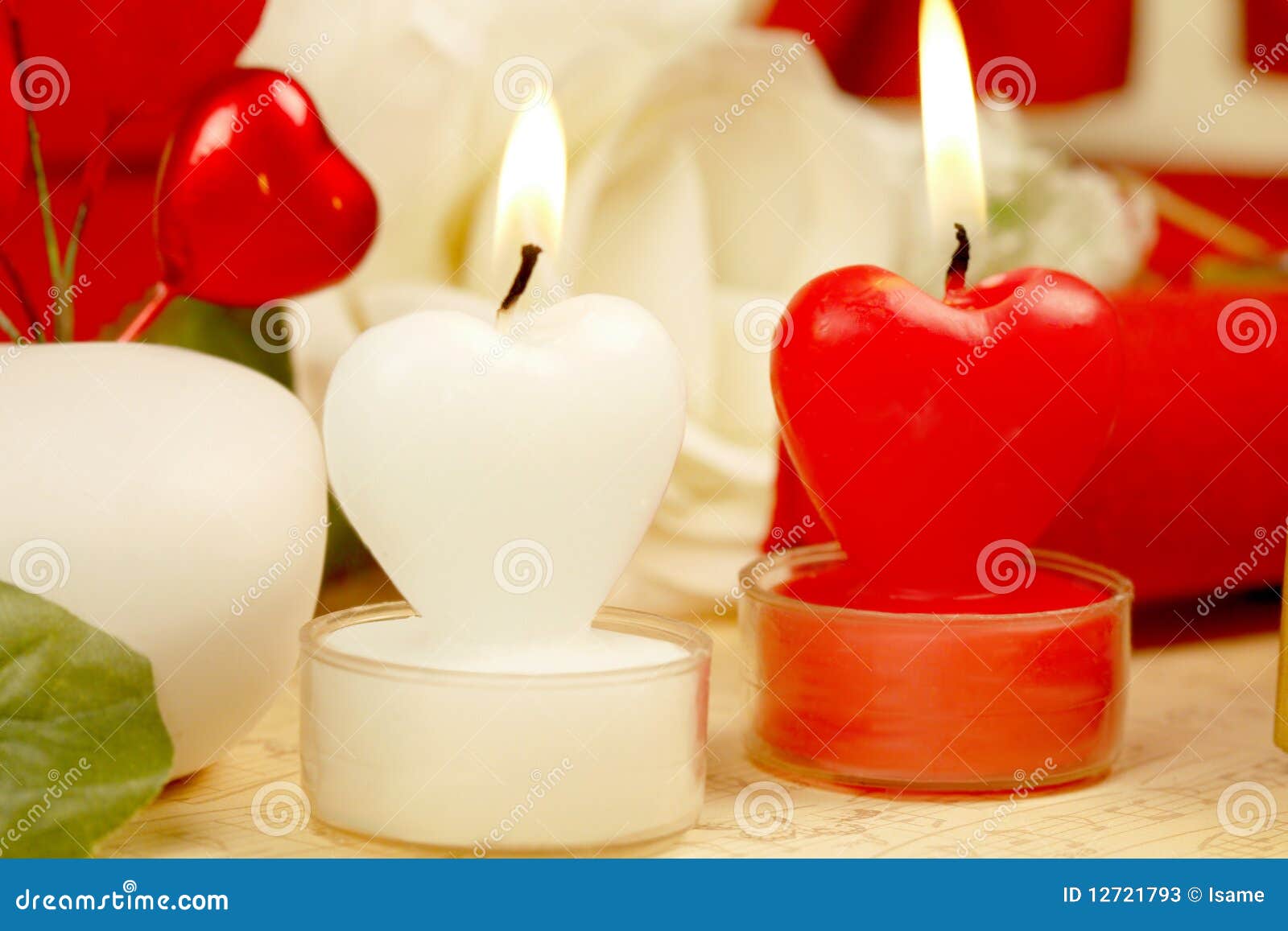 Romantic Heart Shaped Candles Set Stock Image - Image of marry ...