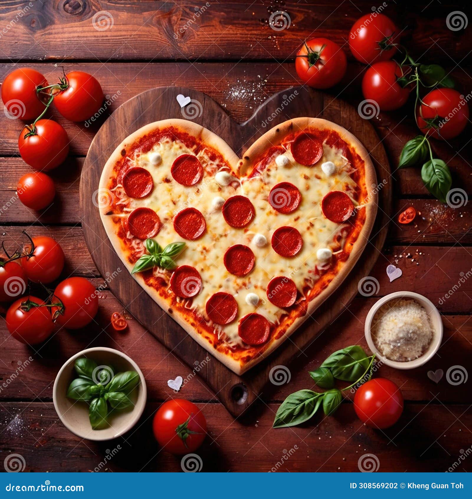 Romantic Heart Shaped Pizza, with Pepperoni and Cheese Stock ...