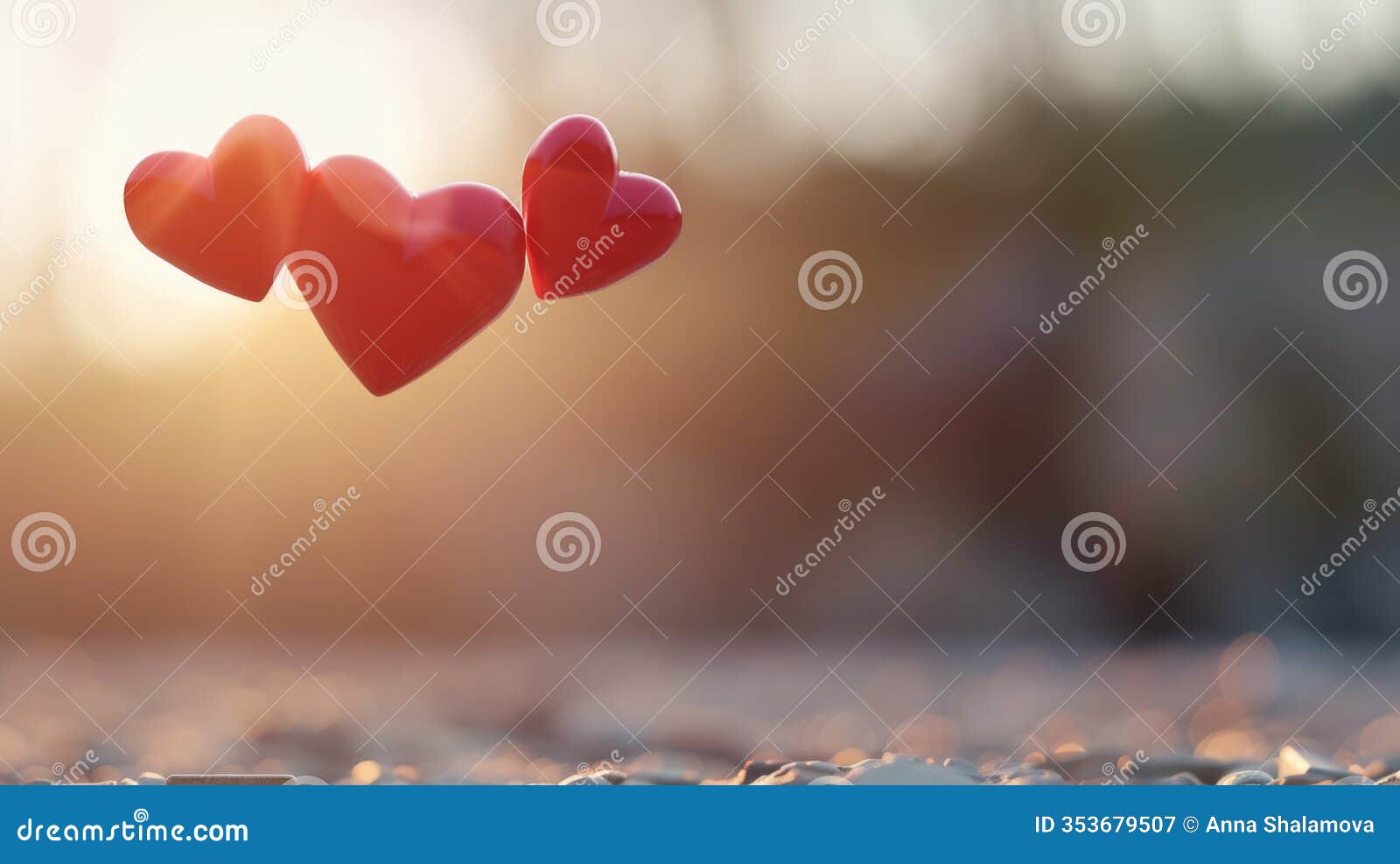 Romantic Hearts Floating in Sunset Glow for Valentine S Day Design ...