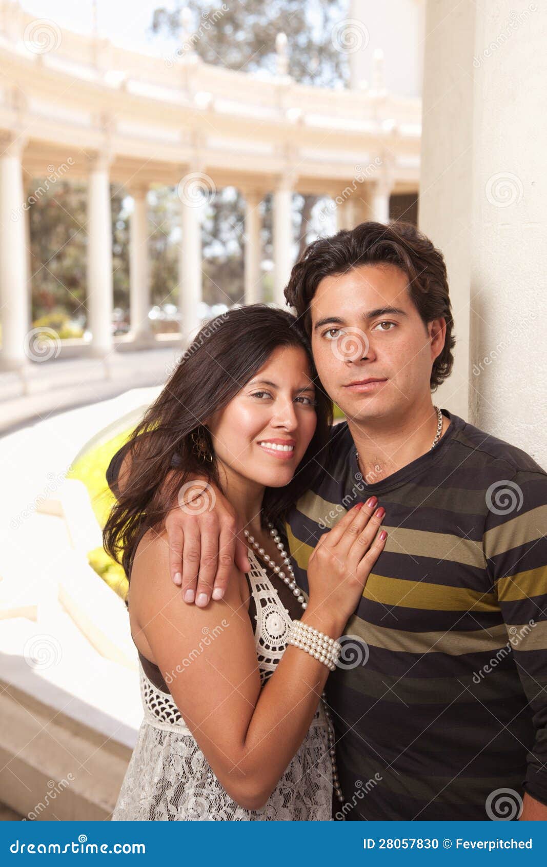 Romantic Hispanic Couple at the Park Stock Photo - Image of joking ...