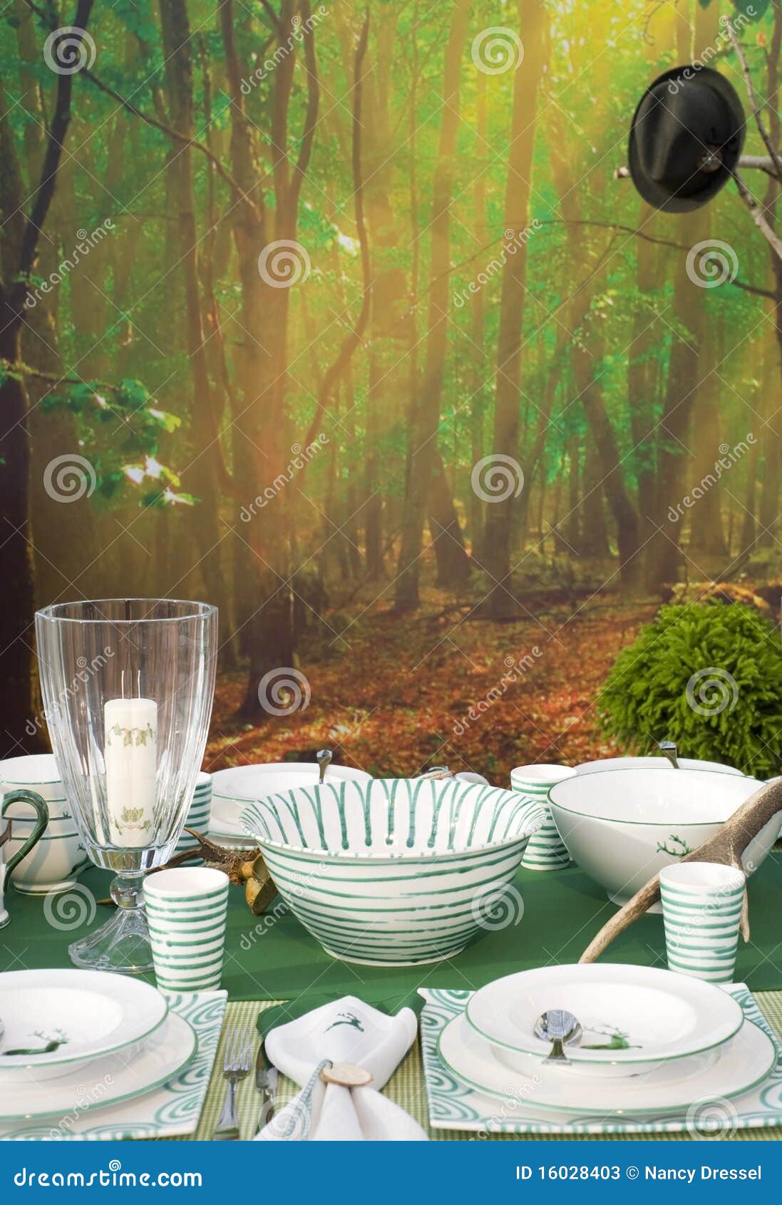 Romantic Hunter Table Setting Stock Image - Image of elegance, flower ...