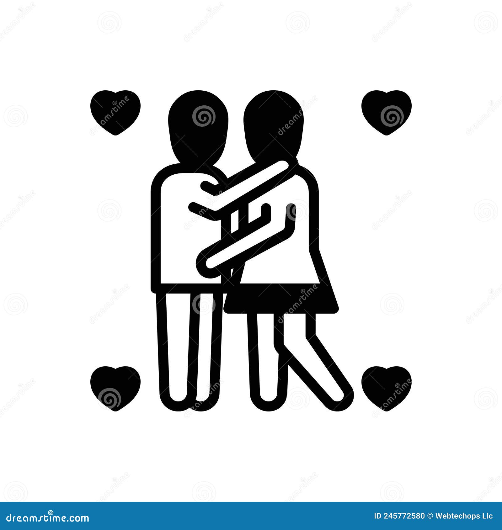Black Solid Icon for Romantic, Amorous and Couple Stock Vector ...