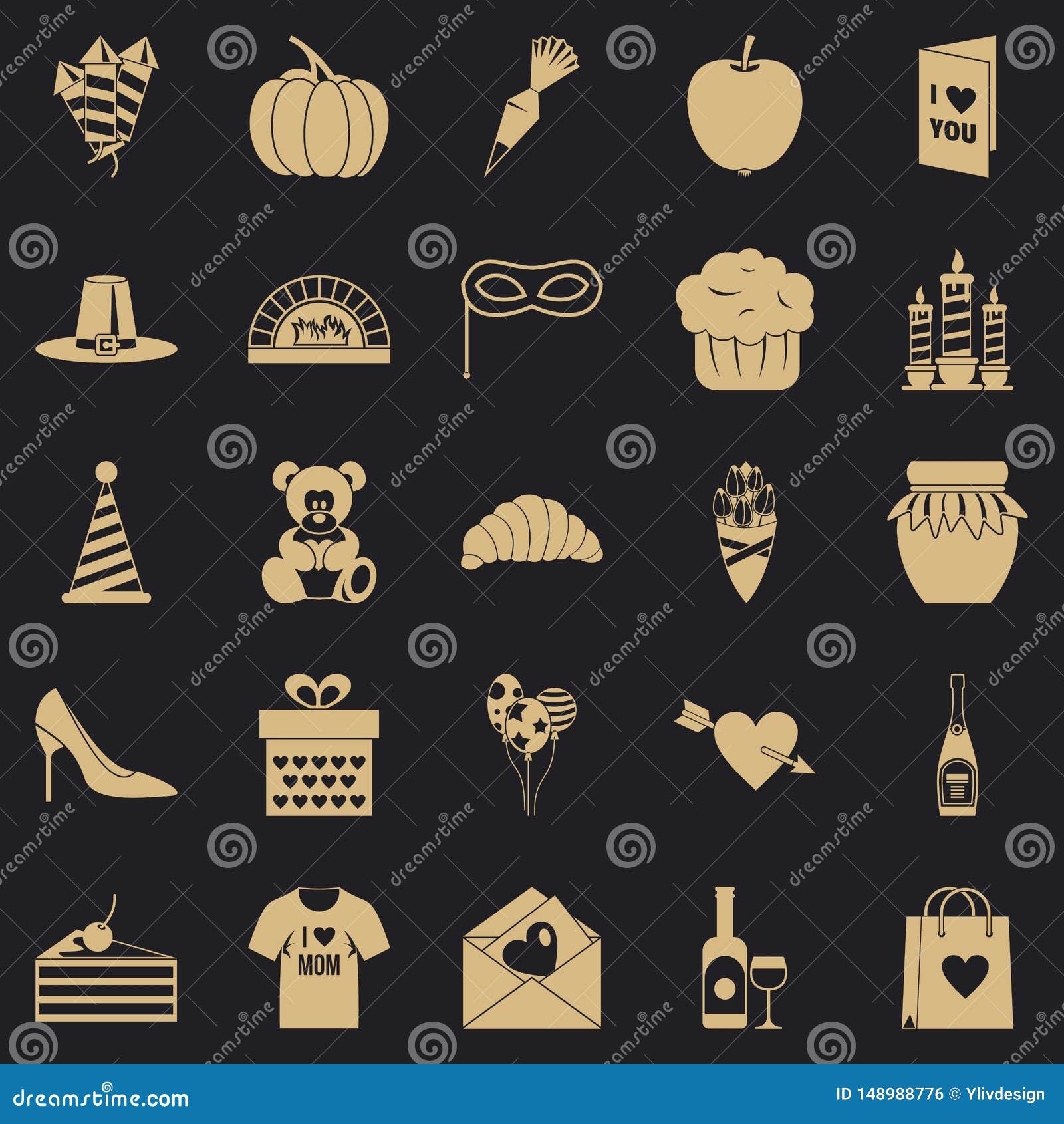 Romantic Icons Set, Simple Style Stock Vector - Illustration of ...