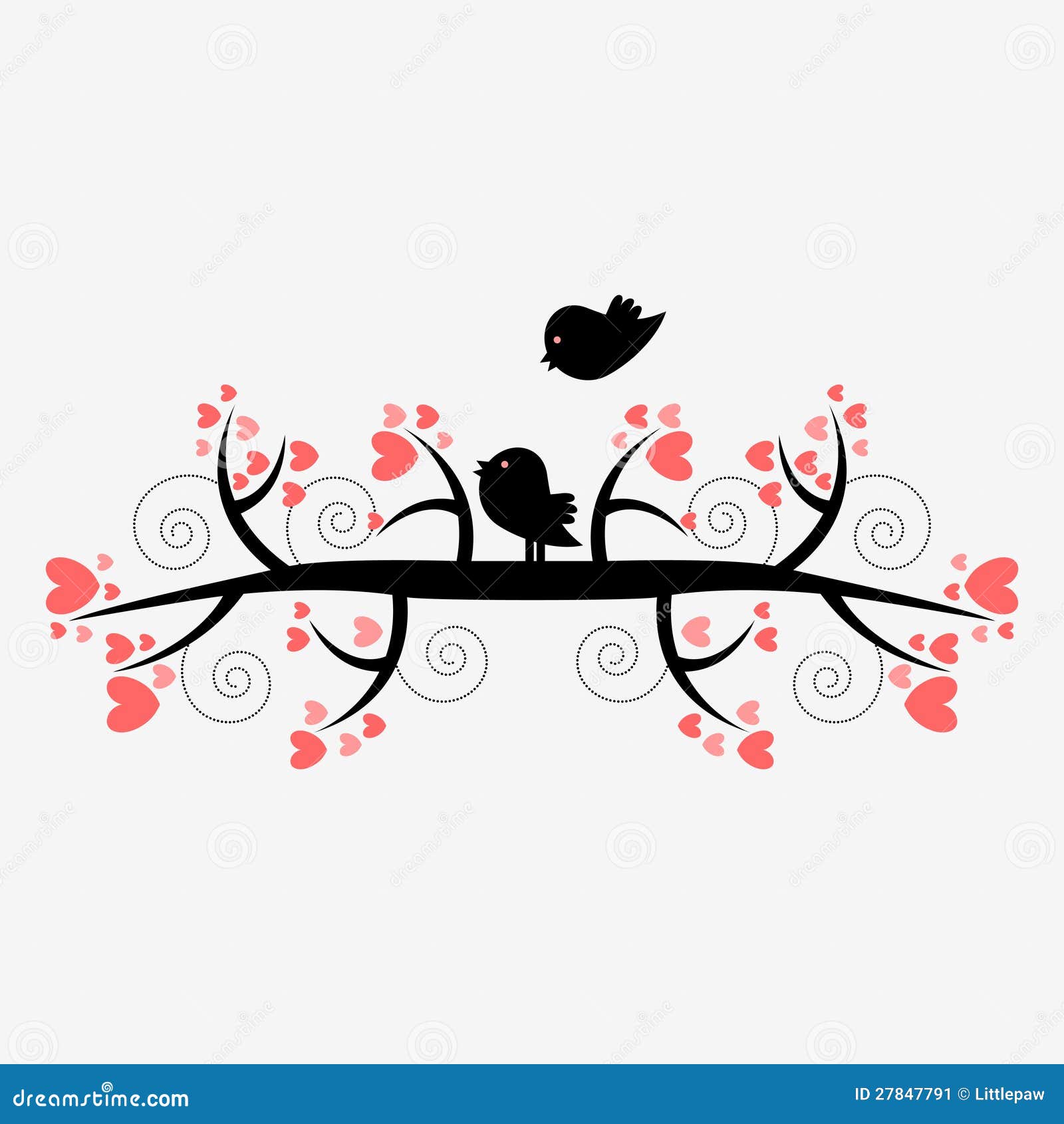 Romantic Illustration of Two Birds on the Tree Stock Vector ...