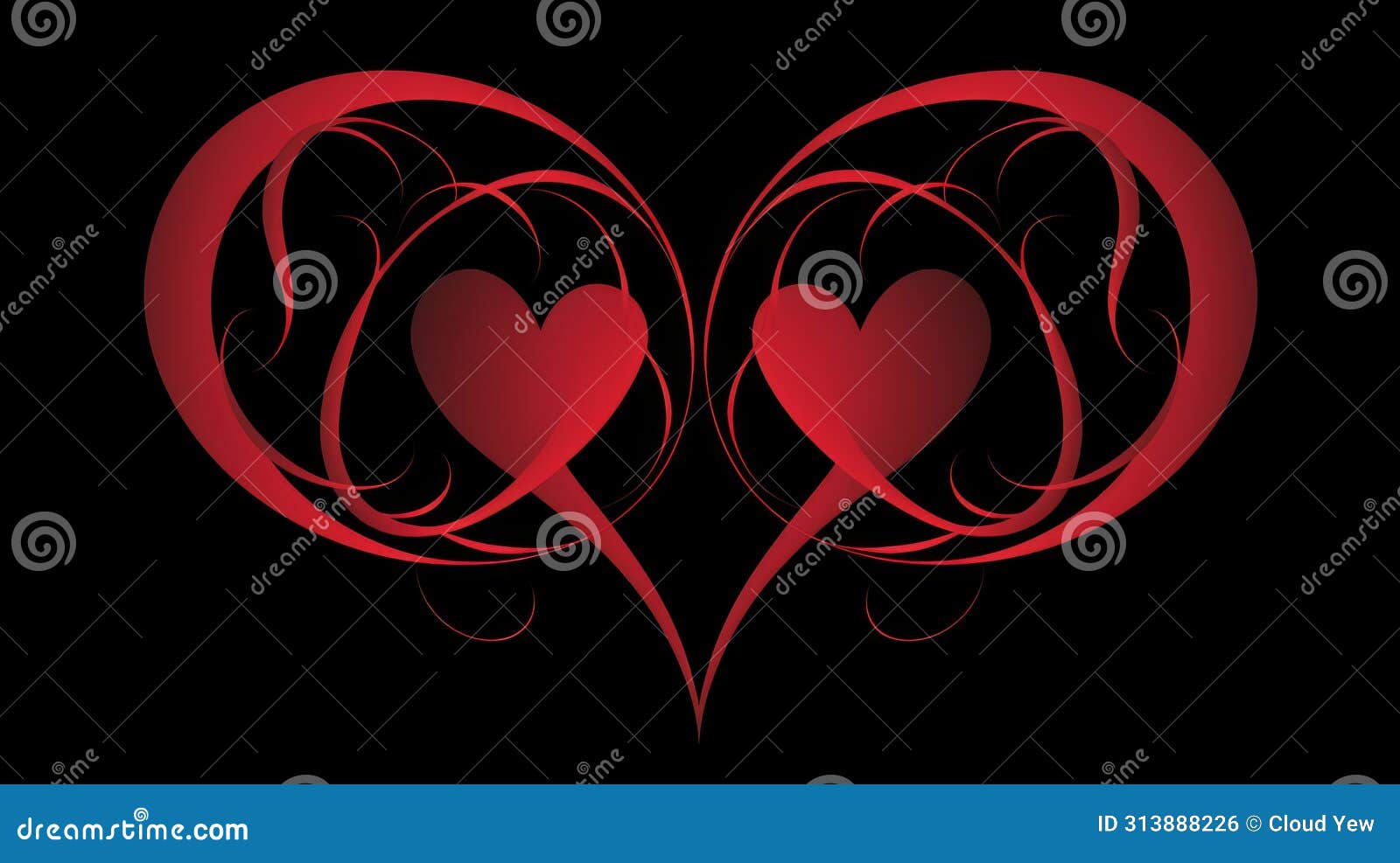 A Romantic Illustration of Two Hearts Intertwined Stock Illustration ...