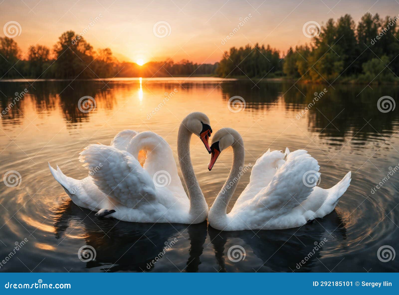 Couple Swans Lover Kissing Cartoon Illustration | CartoonDealer.com ...