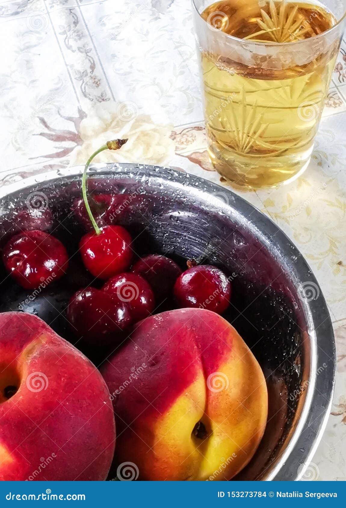 Fresh Ripe Summer Berries And Fruits Peaches Apricots Cherry And