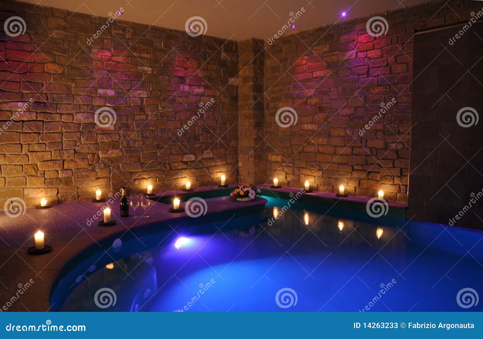 Romantic indoor spa pool stock image. Image of dimly - 14263233