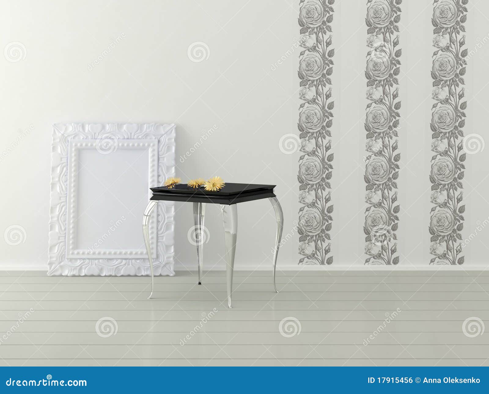 Romantic Interior Design of White Room Stock Illustration ...