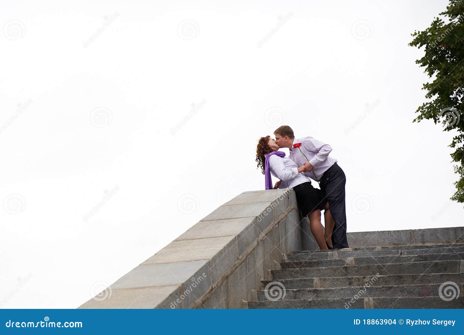 Romantic Kiss on the Stone Stairs Stock Photo - Image of relationships ...