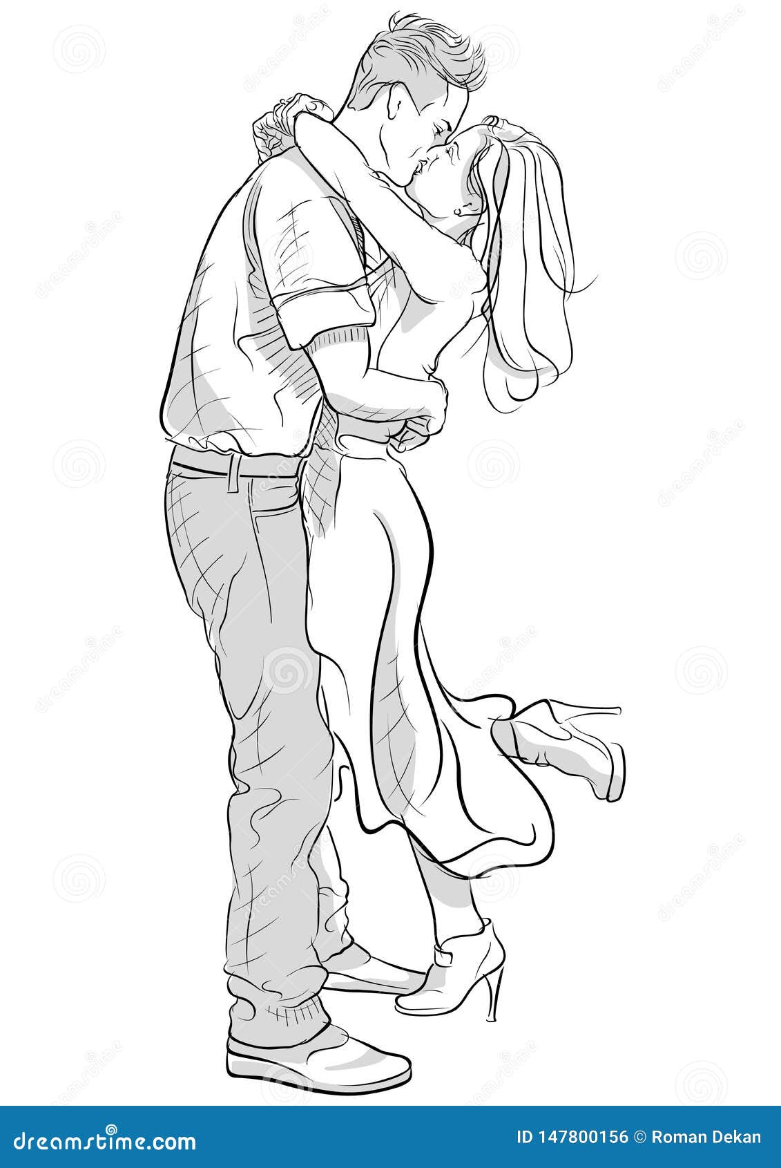 Romantic Kissing And Hugging Couple Stock Vector Illustration Of