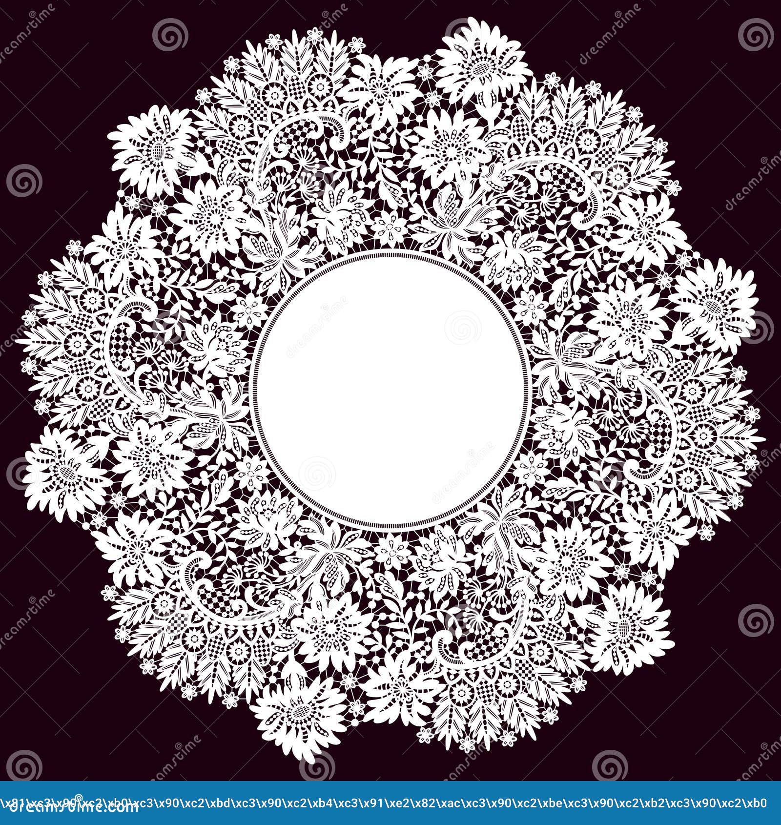 Romantic Lace Circle Frame stock vector. Illustration of fringe - 91980385