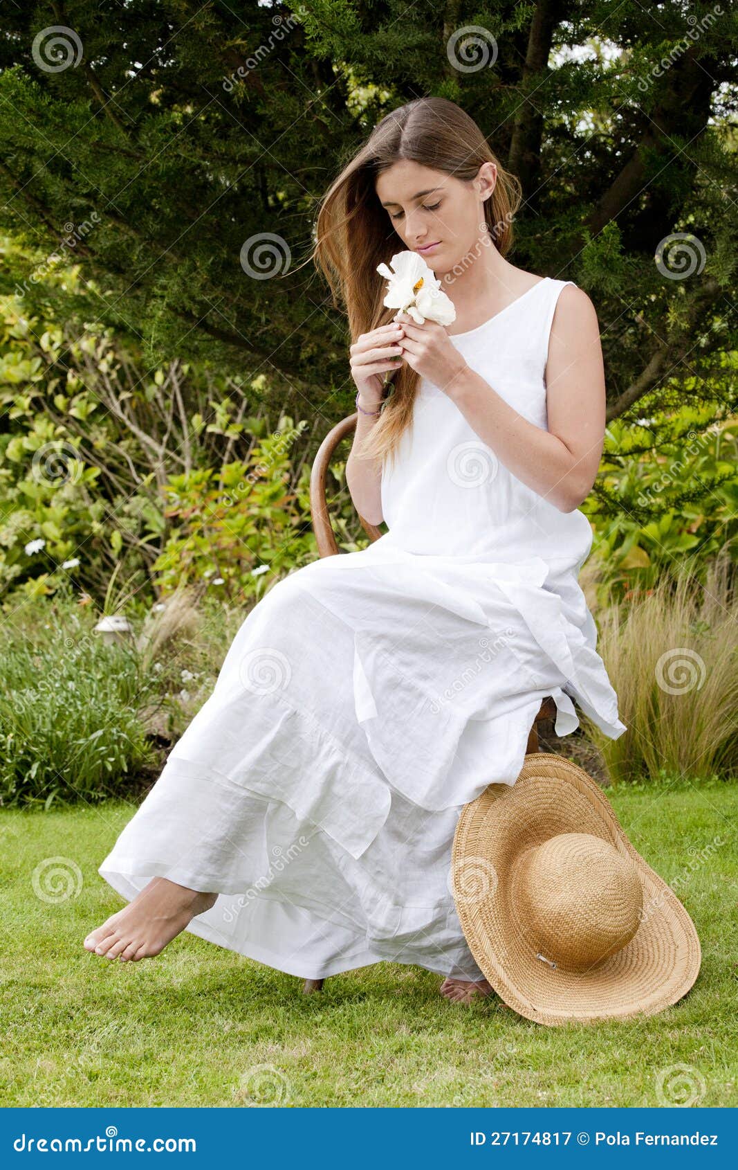Romantic lady sitting stock image. Image of nature, relax - 27174817