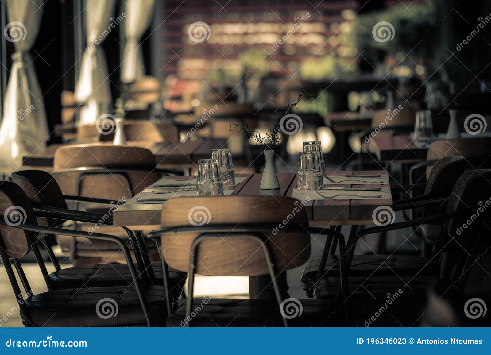 Romantic Late Evening Fine Dining Date Dinner. Restaurant Table Set Up ...
