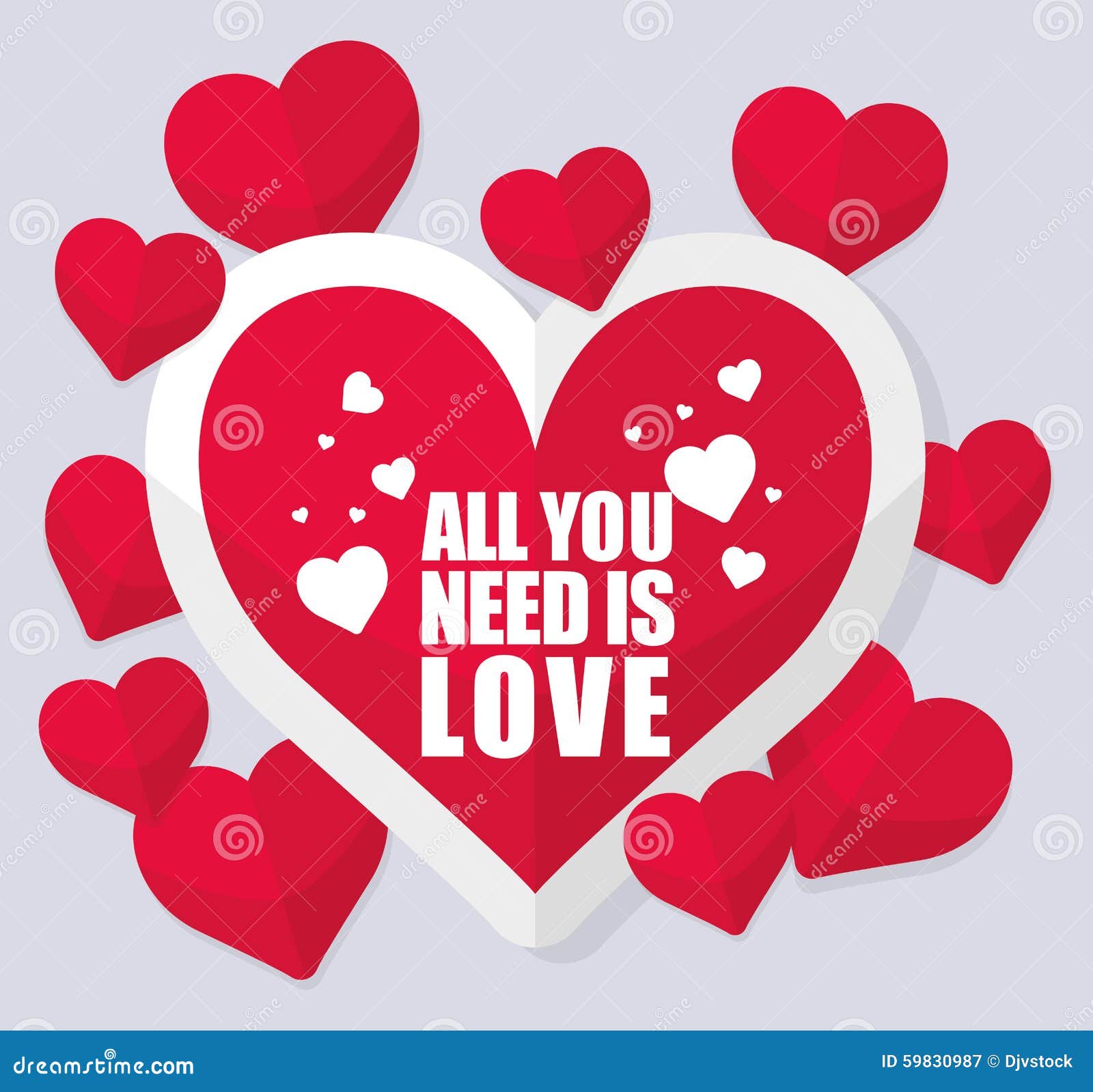 Romantic Love Design with Red Hearts Stock Vector - Illustration of ...