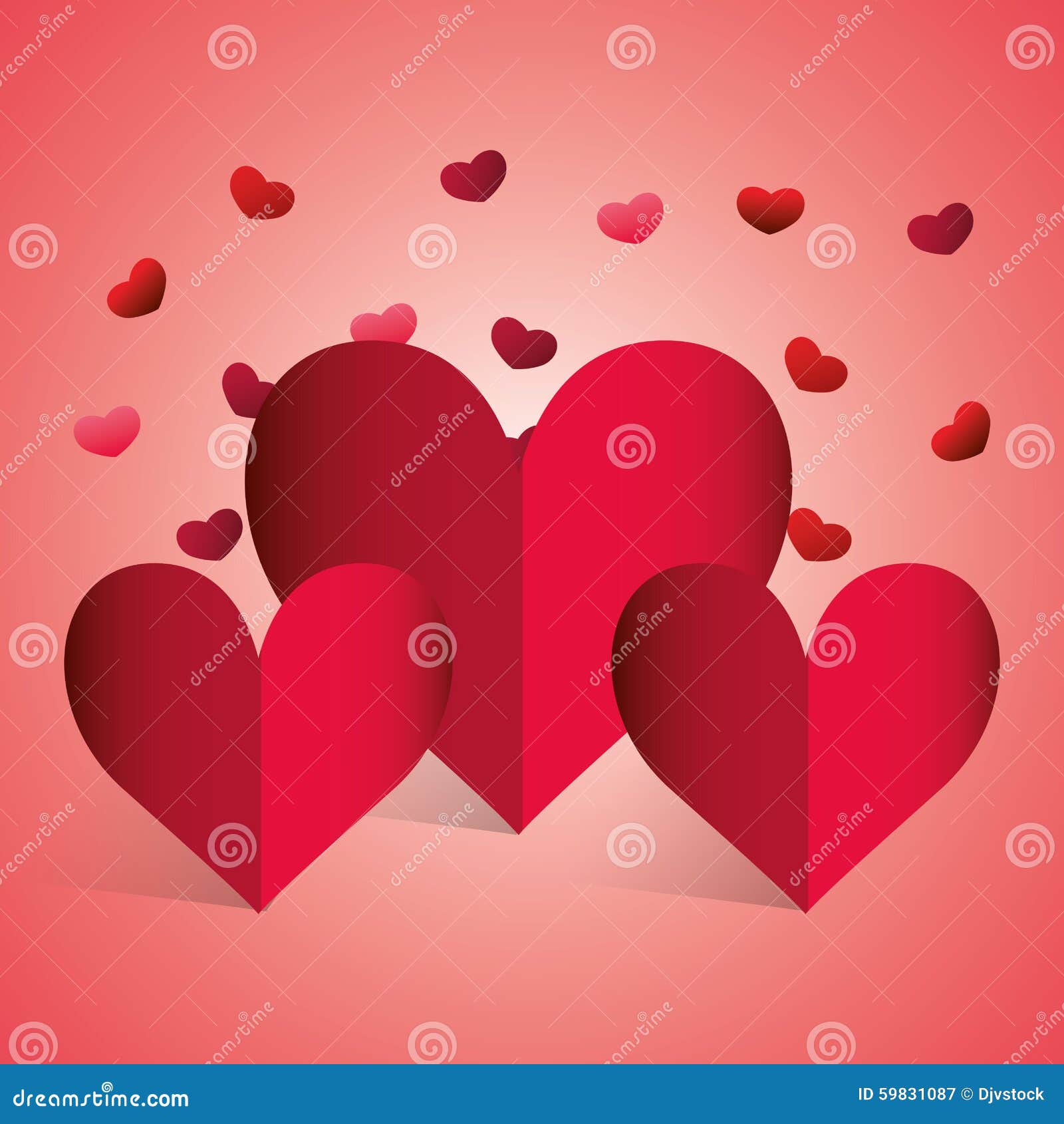 Romantic Love Design with Red Hearts Stock Vector - Illustration of ...