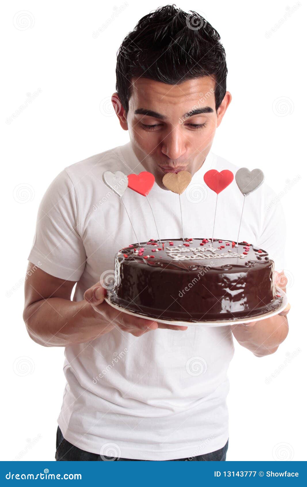 Romantic Man Kissing Heart on a Cake Stock Image - Image of cheeky ...