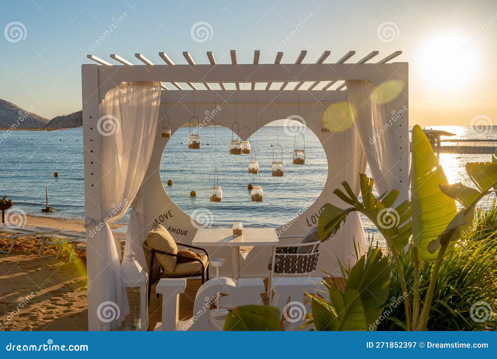 Romantic Marquee for Lunch on a Sandy Beach Stock Image - Image of sand ...