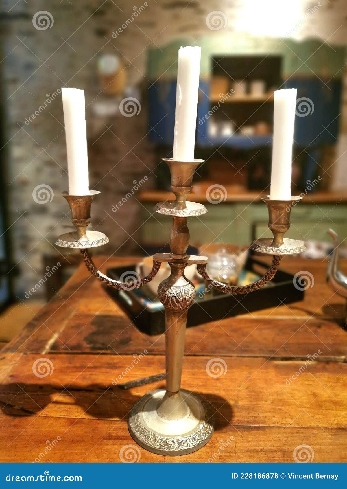 A candlestick in a kitchen stock photo. Image of kitchen - 228186878