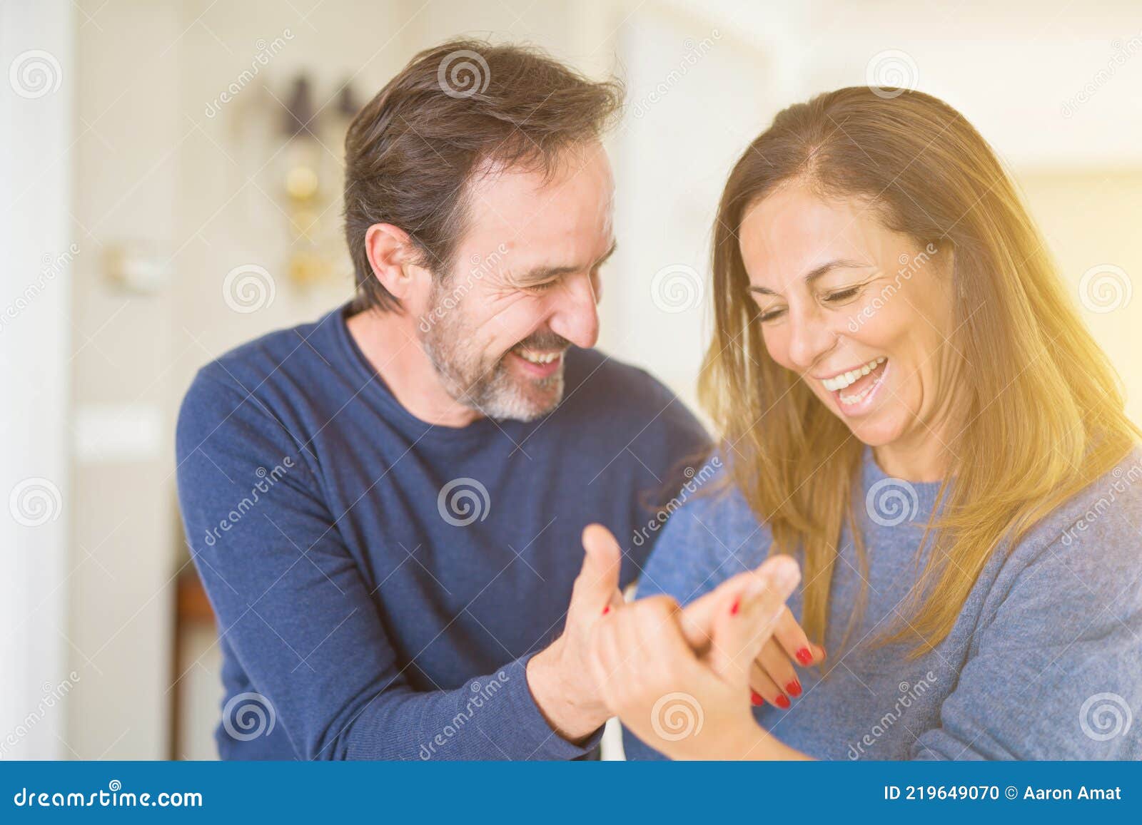 Romantic Middle Age Couple in Love at Home Stock Photo - Image of home ...