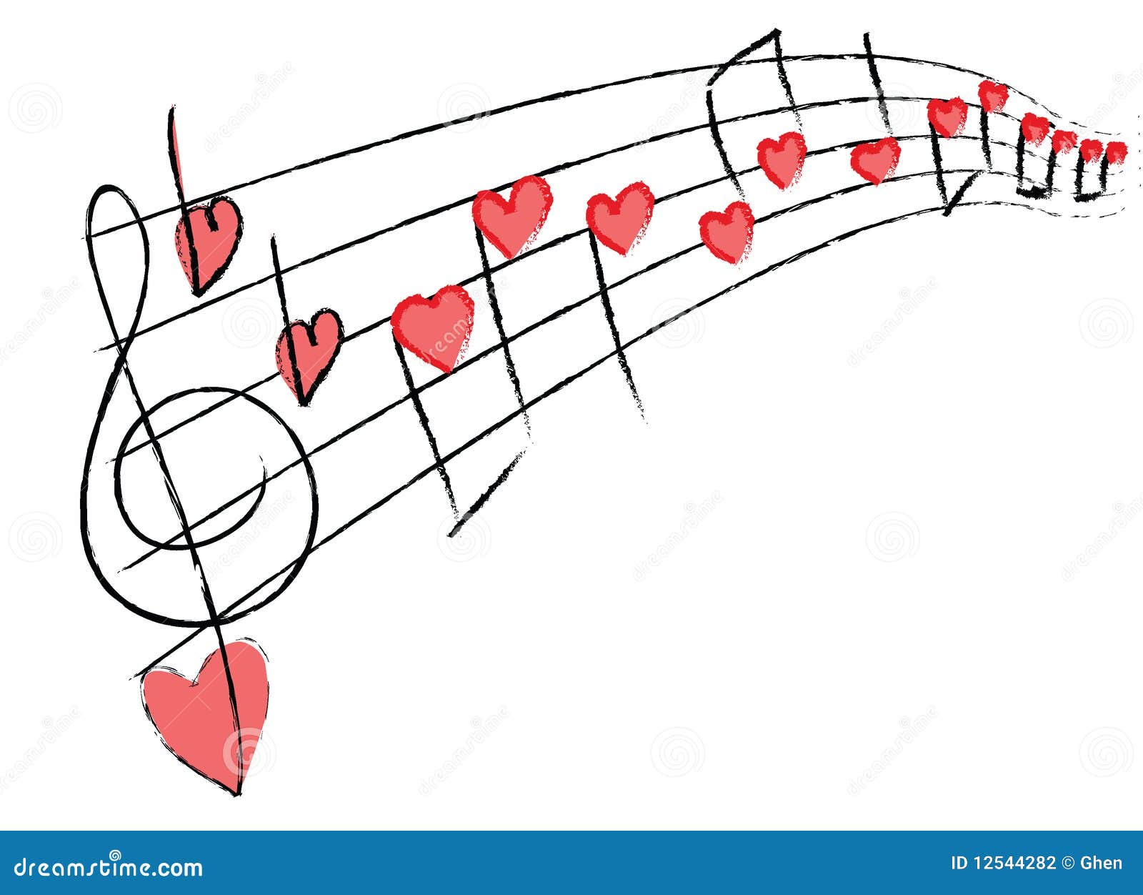Romantic musical notes stock vector. Illustration of artistic - 12544282