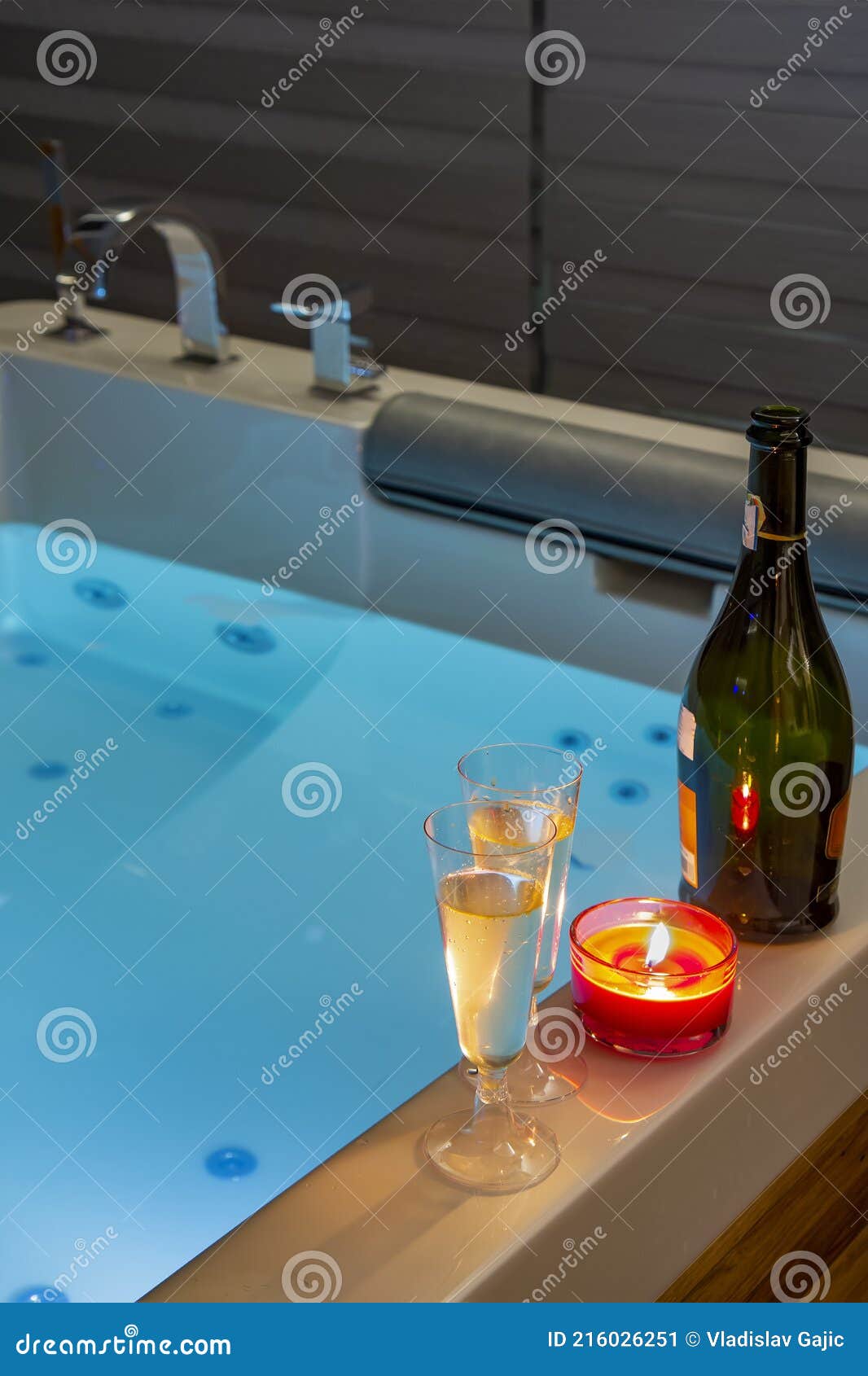 Romantic night in bath tub stock image. Image of bathing - 216026251