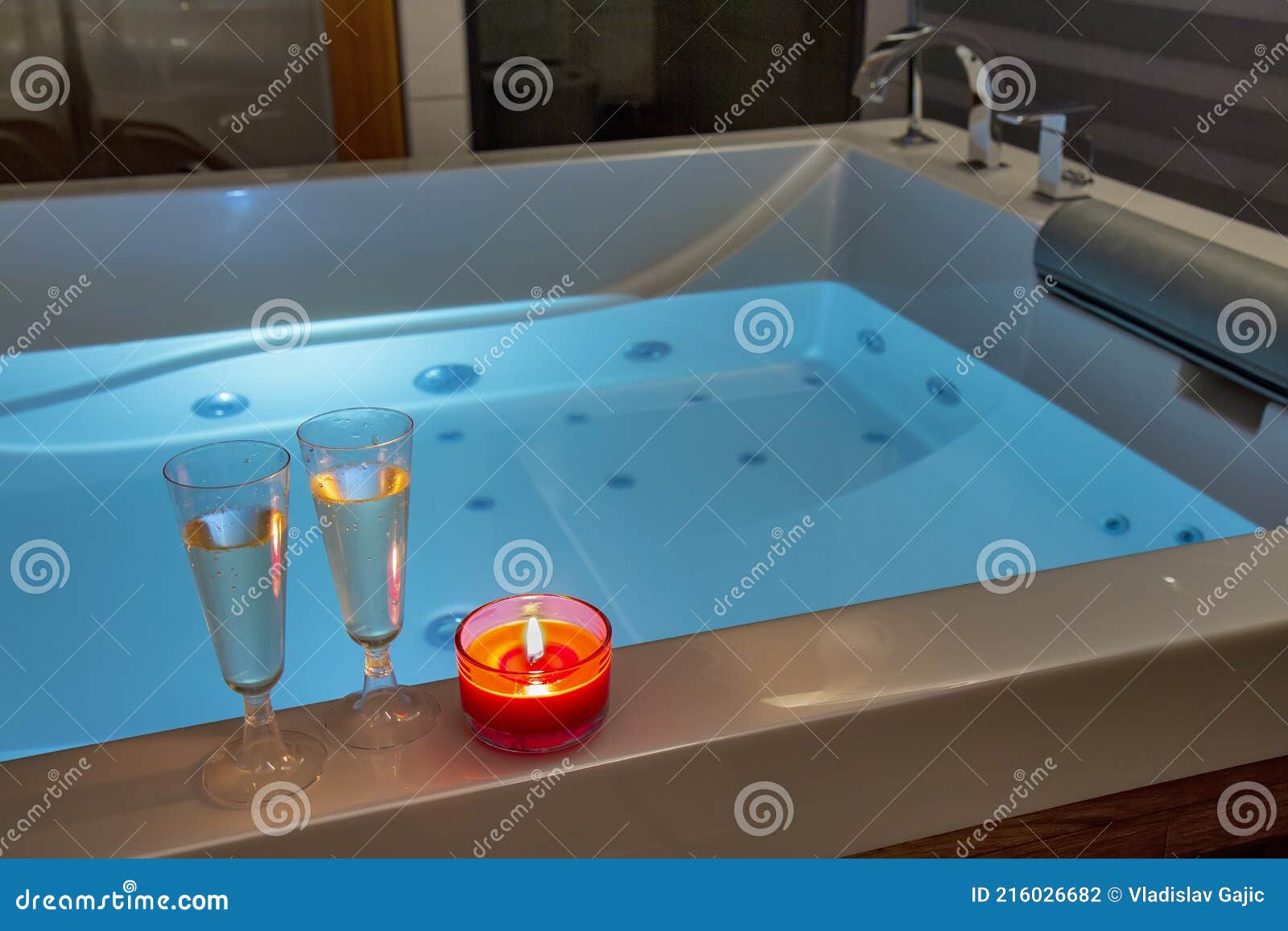 Romantic night in bath tub stock photo. Image of drink - 216026682