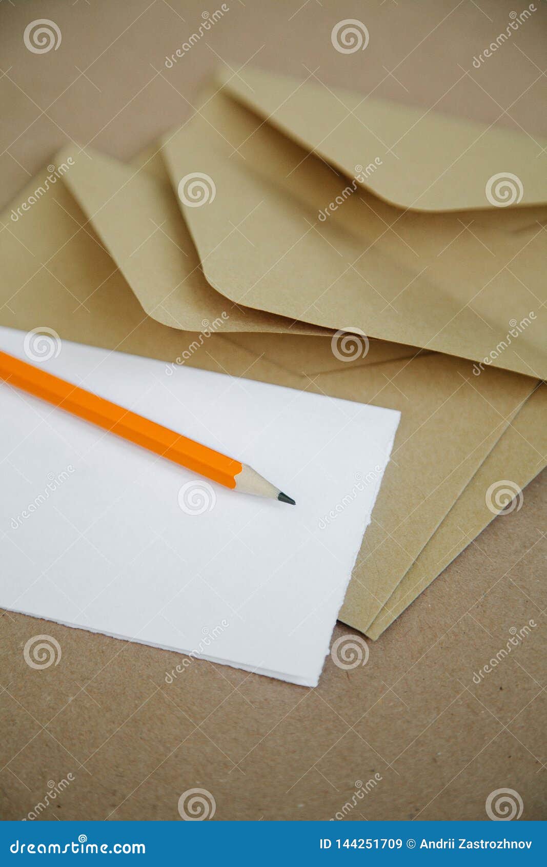 Romantic Note and Mail Envelopes on a Brown Vintage Table Stock Image ...
