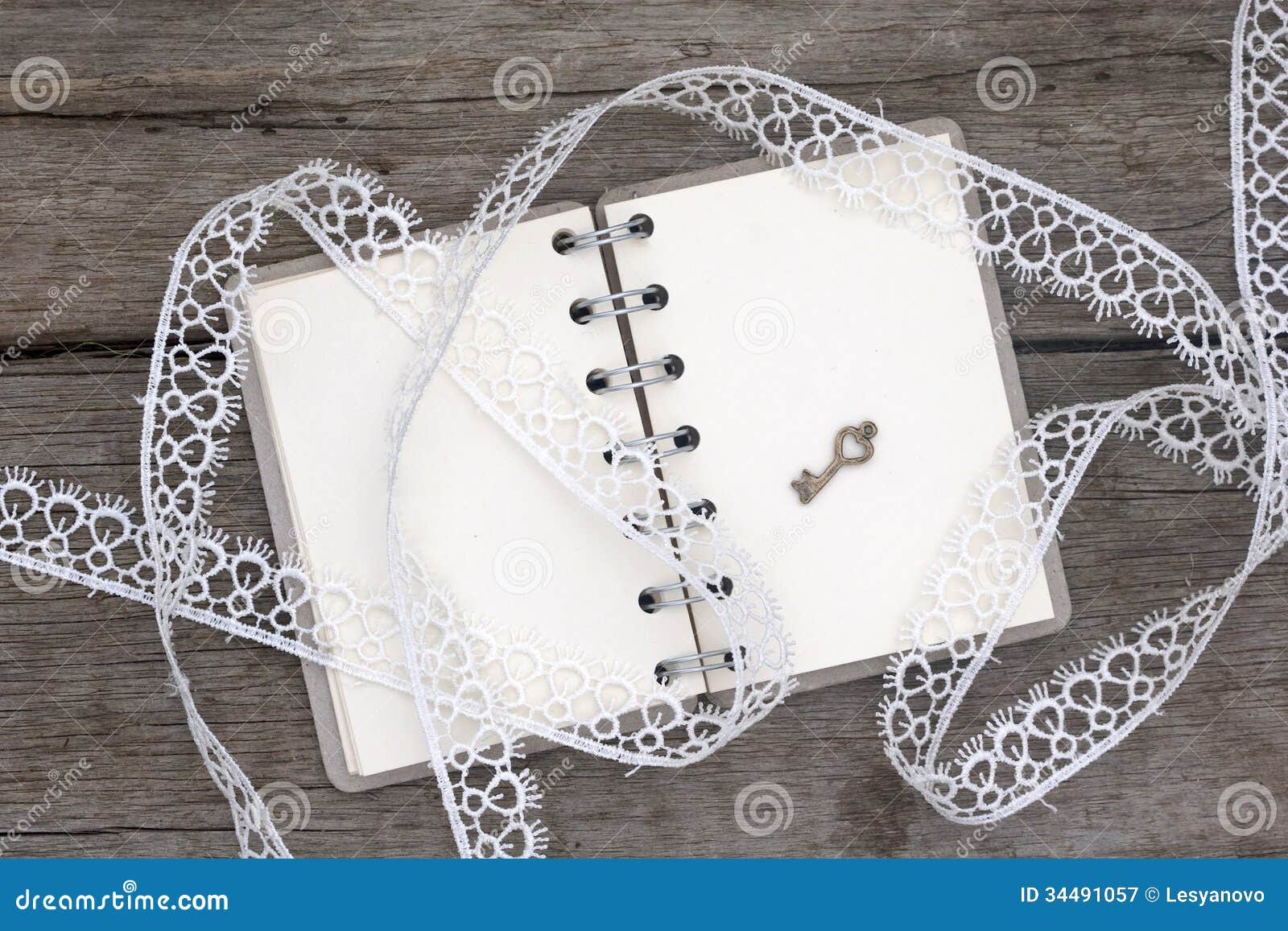 Romantic Notebook and White Lace Stock Image - Image of retro, home ...