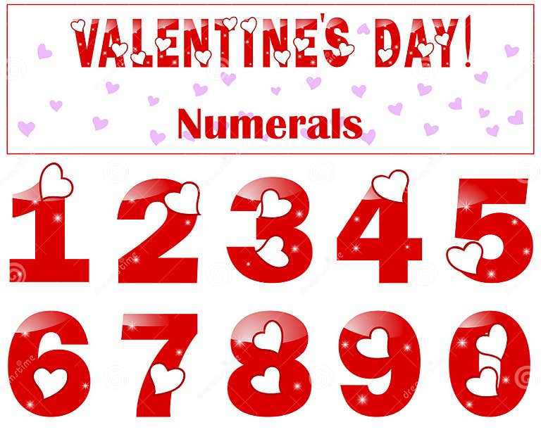 Romantic Numbers with a Heart. Stock Vector - Illustration of eight ...