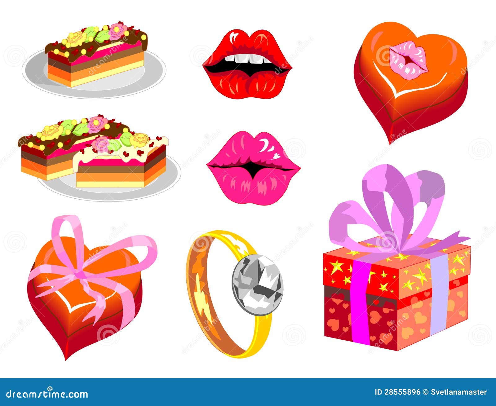 Romantic objects stock vector. Illustration of gift, illustrations ...