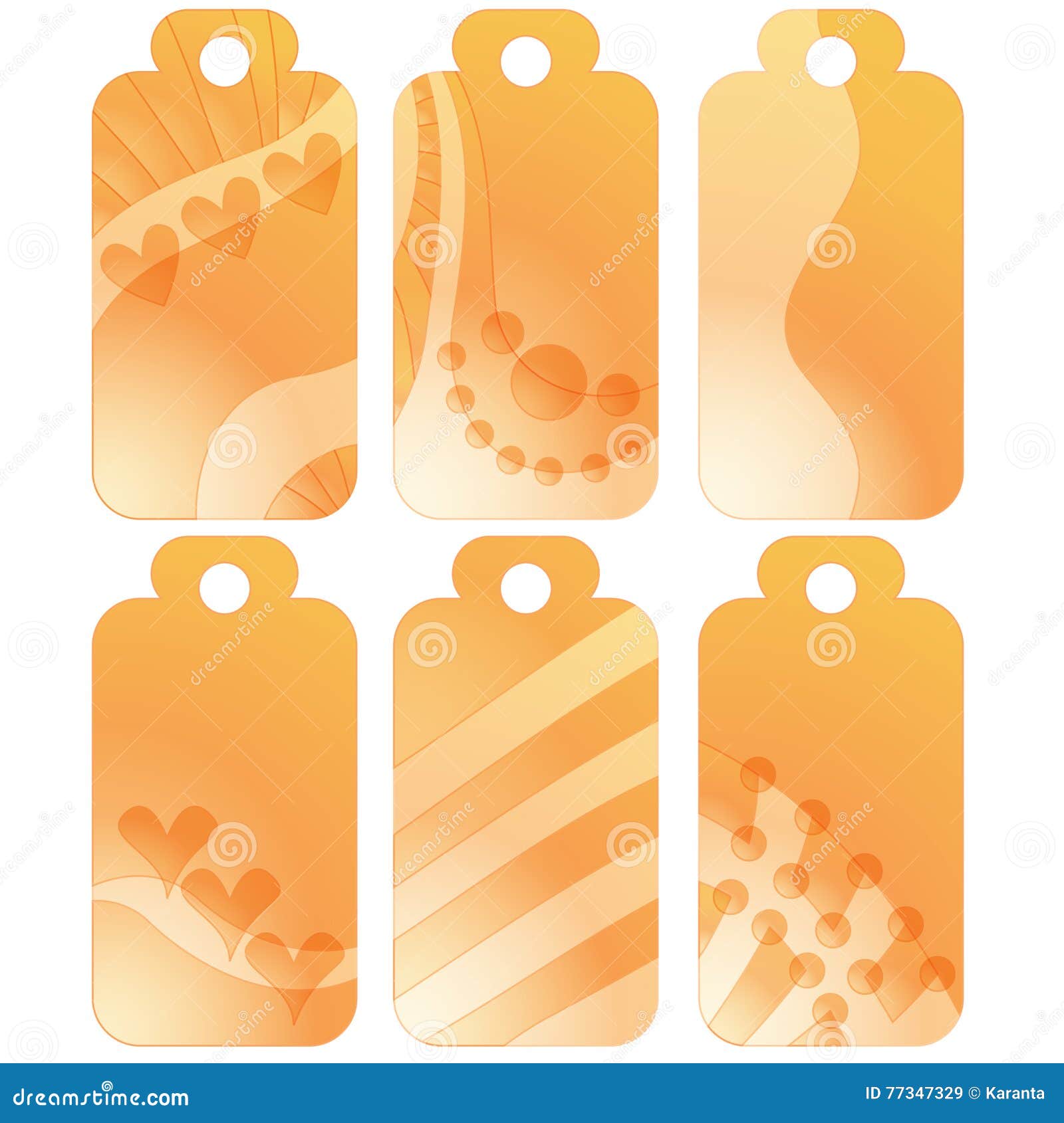 Romantic Orange Tags or Labels with Hearts Stock Illustration ...
