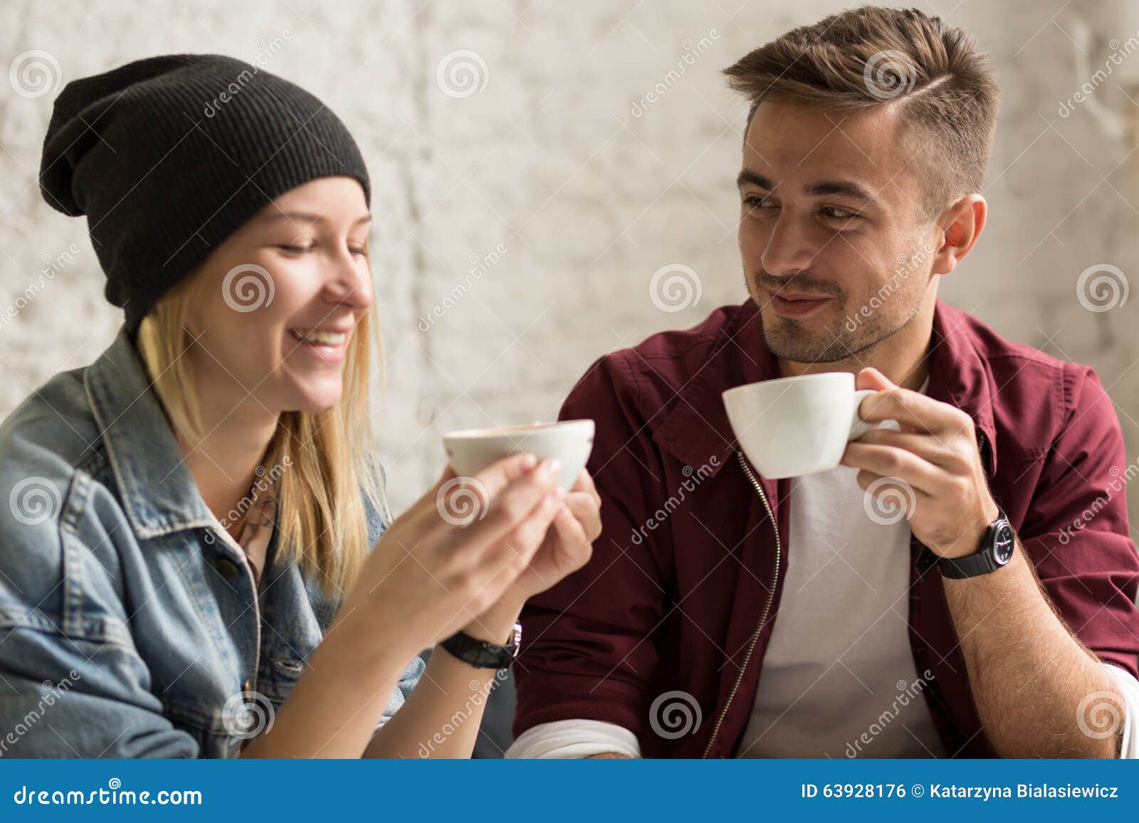 Romantic Pair Drinking Coffee Stock Photo - Image of friendship ...