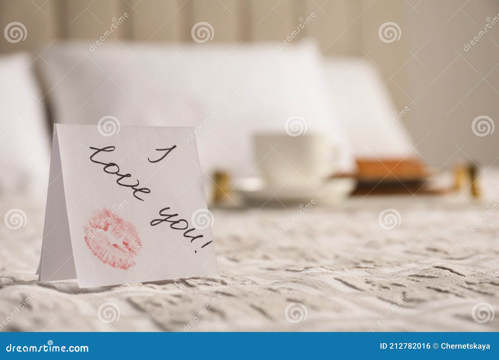 Romantic Paper Note I Love You on Bed, Closeup Stock Photo - Image of ...