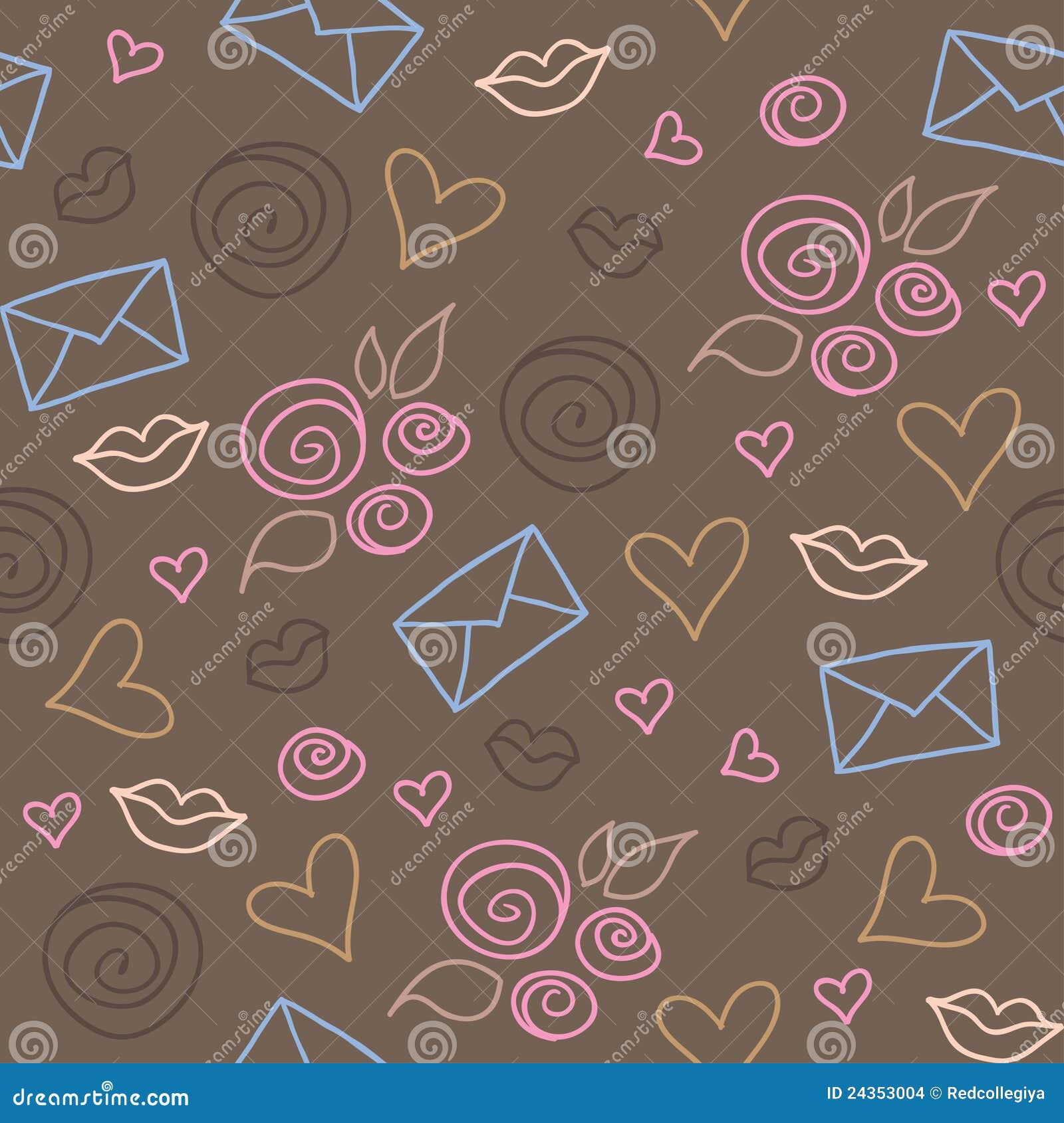 Romantic pattern stock vector. Illustration of drawing - 24353004