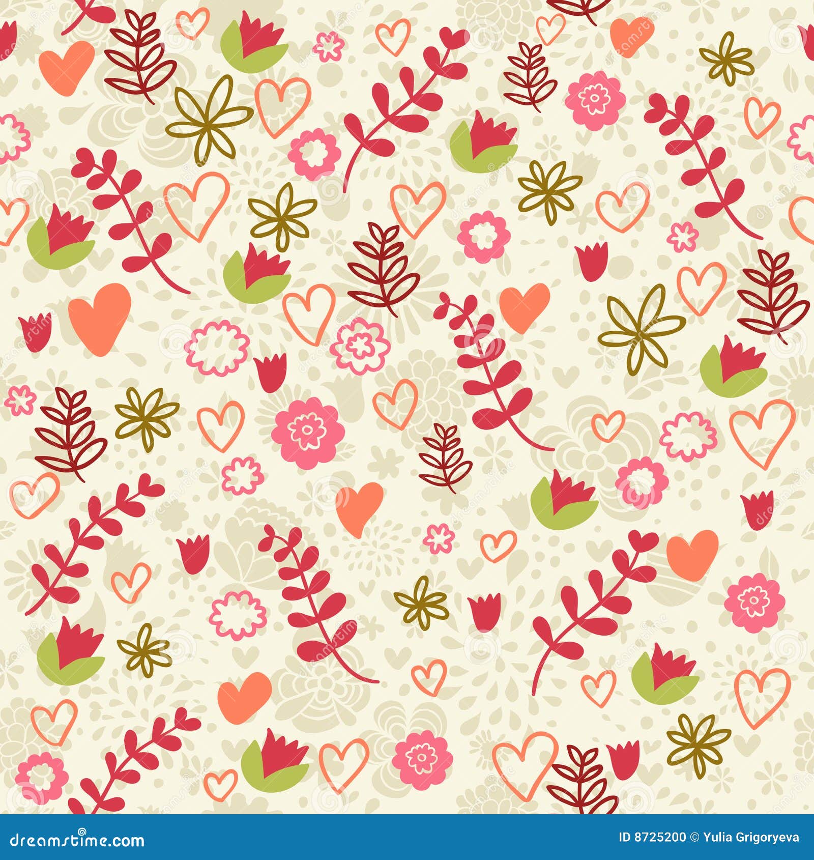 Romantic pattern stock vector. Illustration of foliage - 8725200