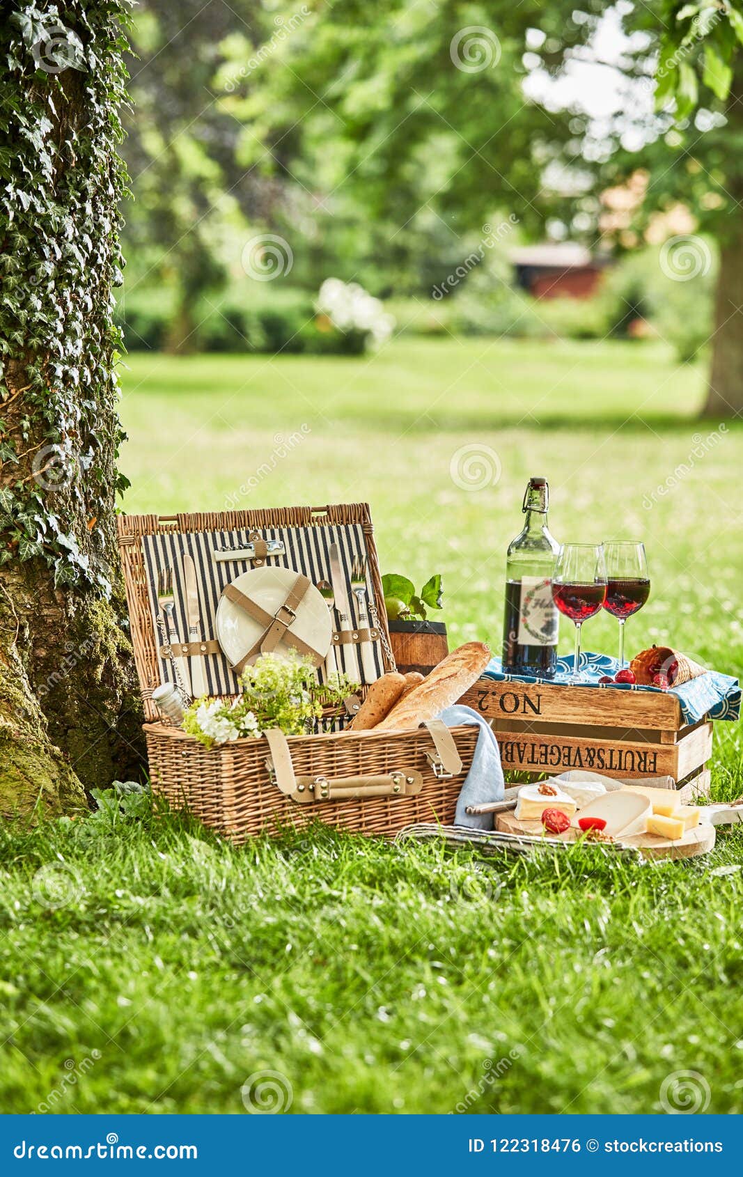 Romantic Picnic for Two Outdoors in a Spring Park Stock Photo - Image ...